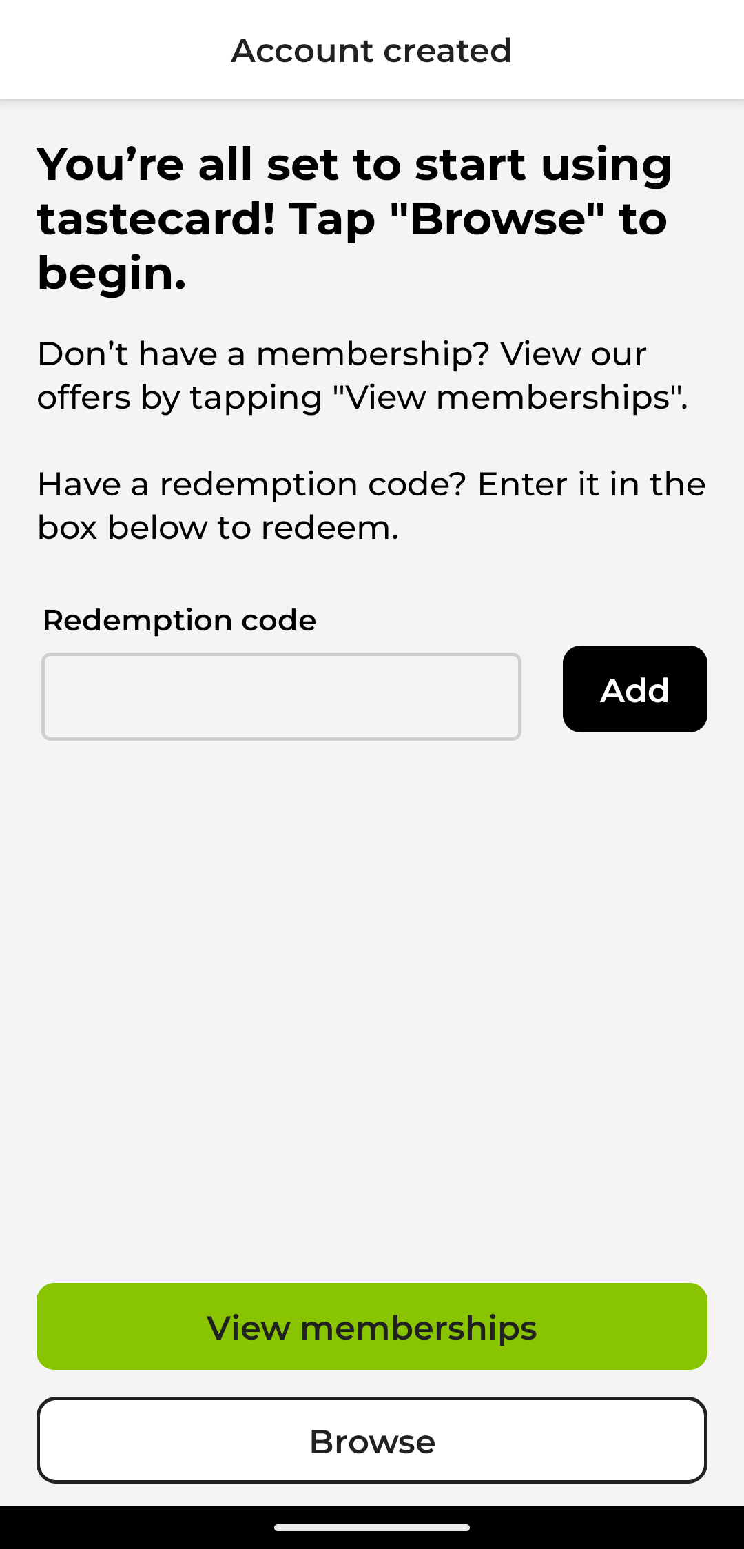How do I activate/redeem my tastecard?